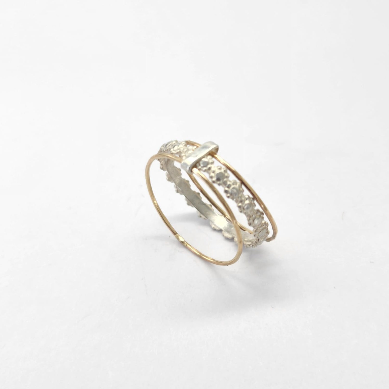 Delicate Wedding Ring, Silver and Gold Stacking Wedding Ring for Women ...