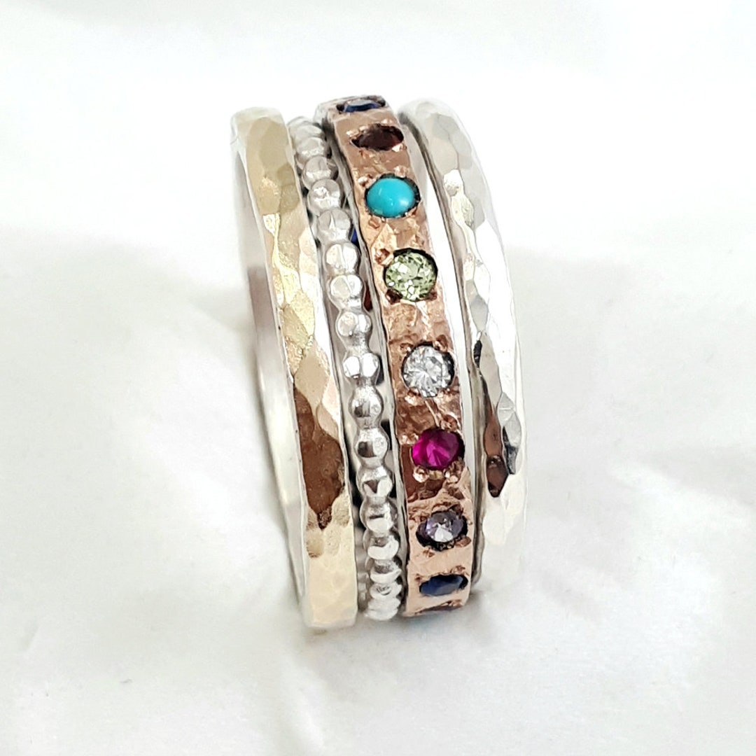 Multistone Stacking Rings, Can Be Worn Separately, Mix and Match ...