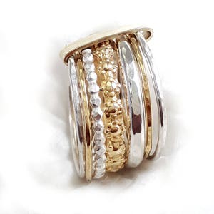 Delicate Wedding Band, Unusual, Silver and Gold Wedding Ring, Gold ...