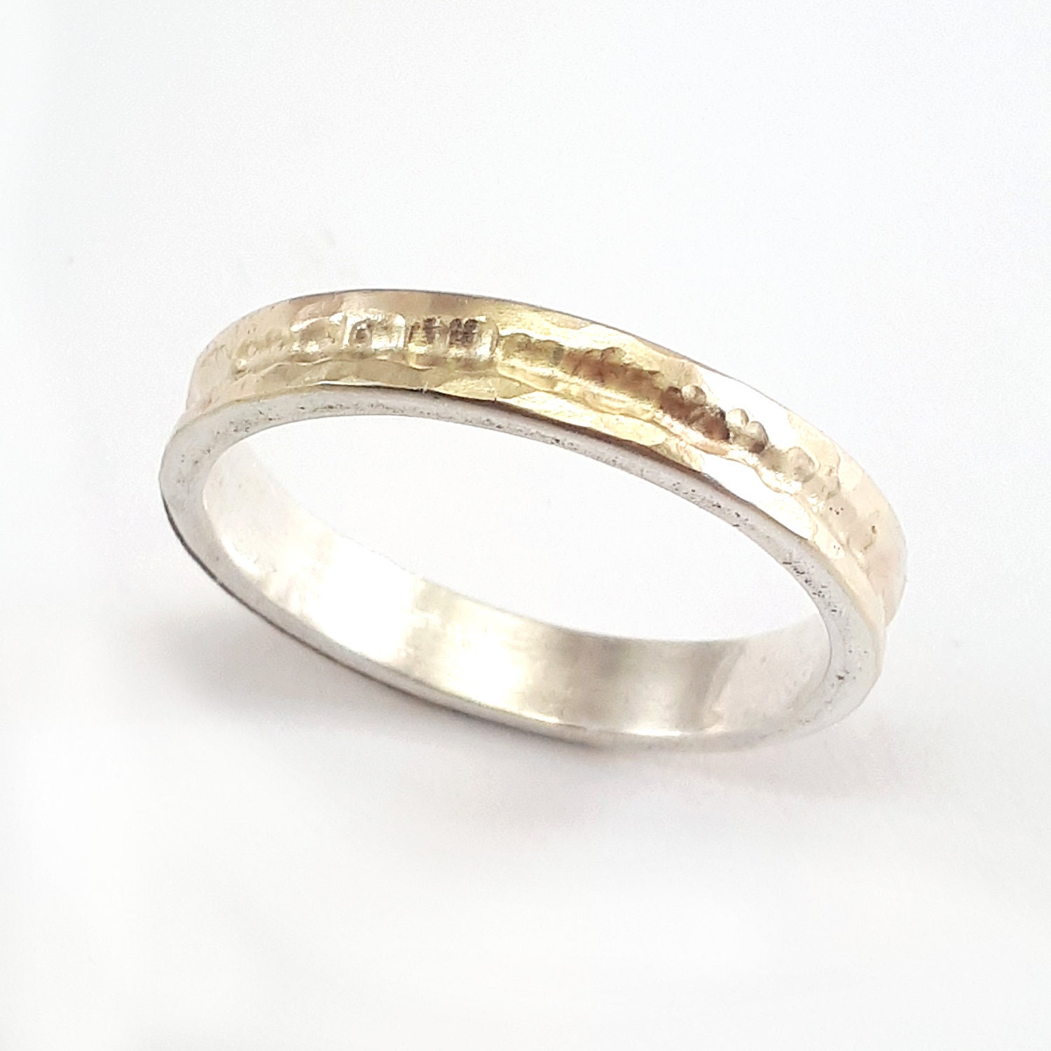 Thin gold wedding ring women's wedding band hammered | Etsy