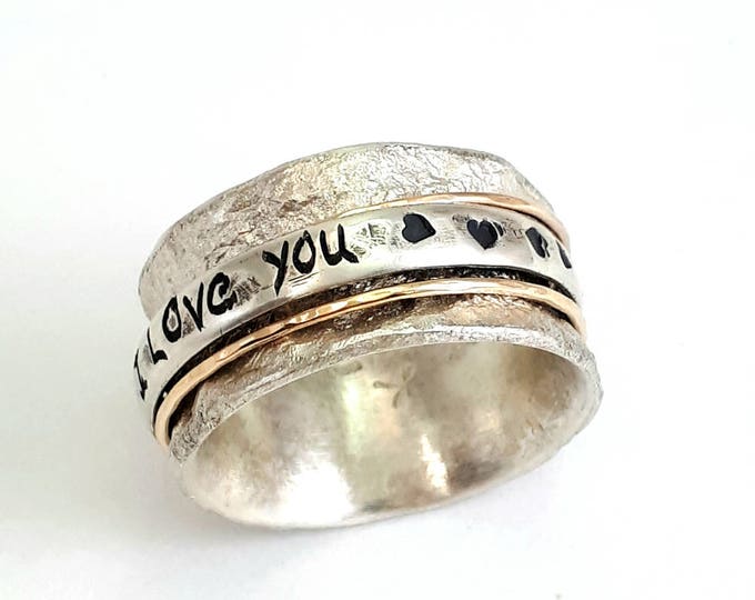 Engraved Spinner Ring, Personalized Engraving, Silver and Gold Spinners ...