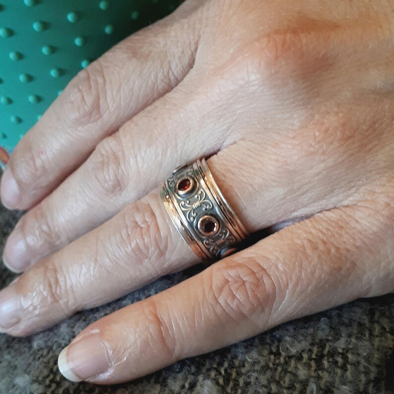 Semi Wide Women's Spinner Ring, Set With Garnet or Any Choice of ...