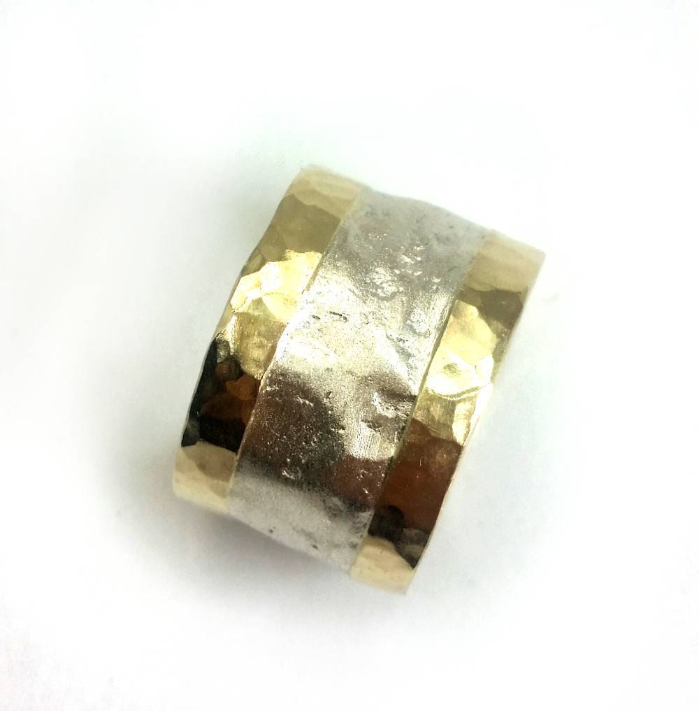 Unique wide wedding band for women silver-gold ring wide & | Etsy