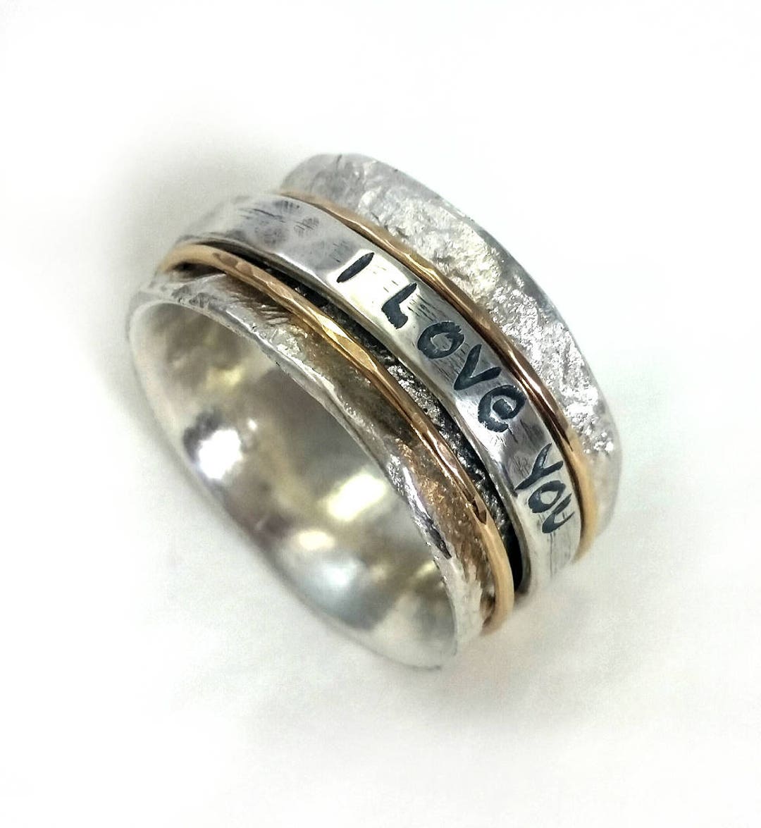 Engraved Spinner Ring, Personalized Engraving, Silver and Gold Spinners ...