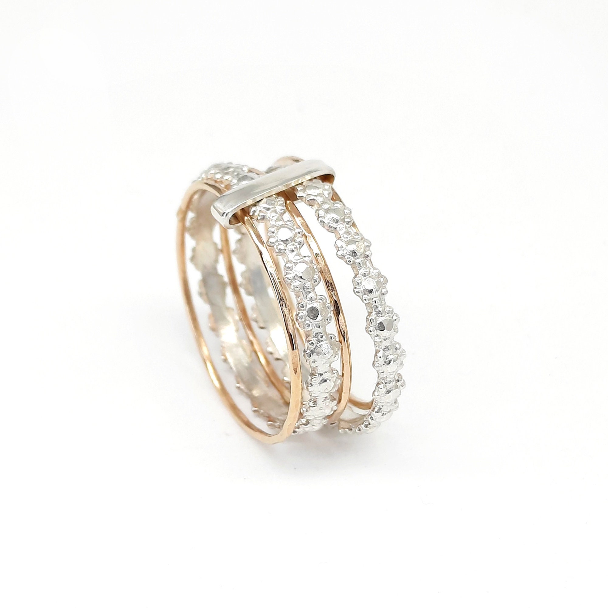 Lovely Women's Stacking Ring, Delicate Women's Wedding Ring, Gold Hoops ...