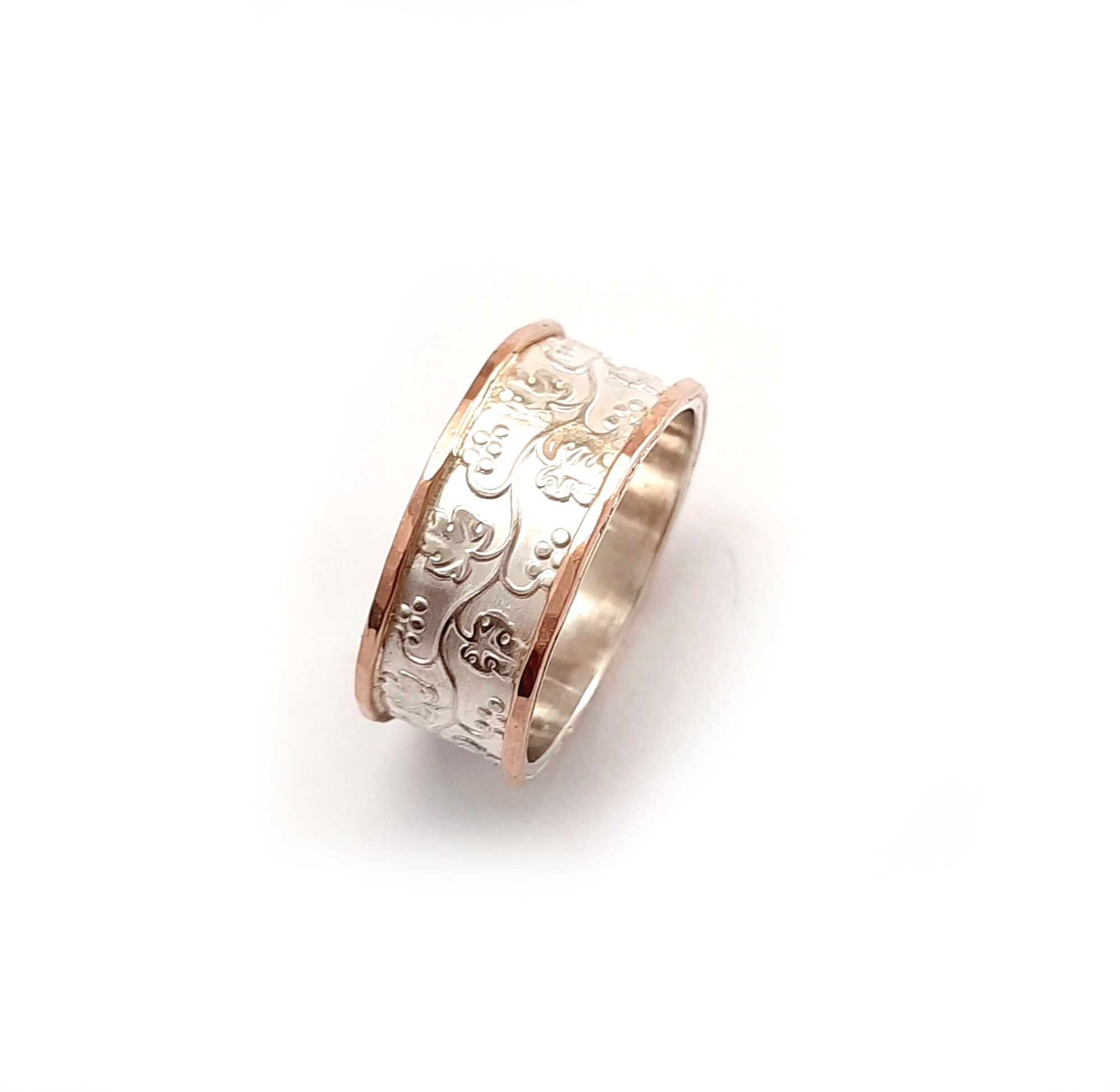 Delicate Grapevine Wedding Ring, Vine Leaves and Grapes Pattern, Silver ...