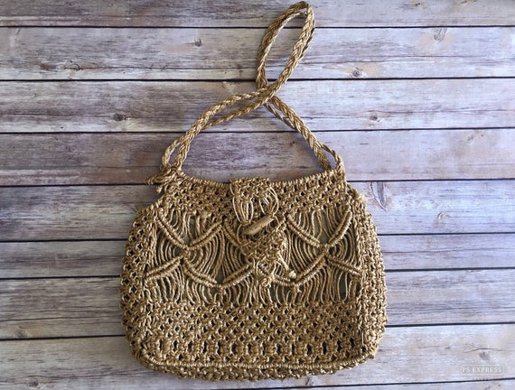 straw macrame purse - Gem