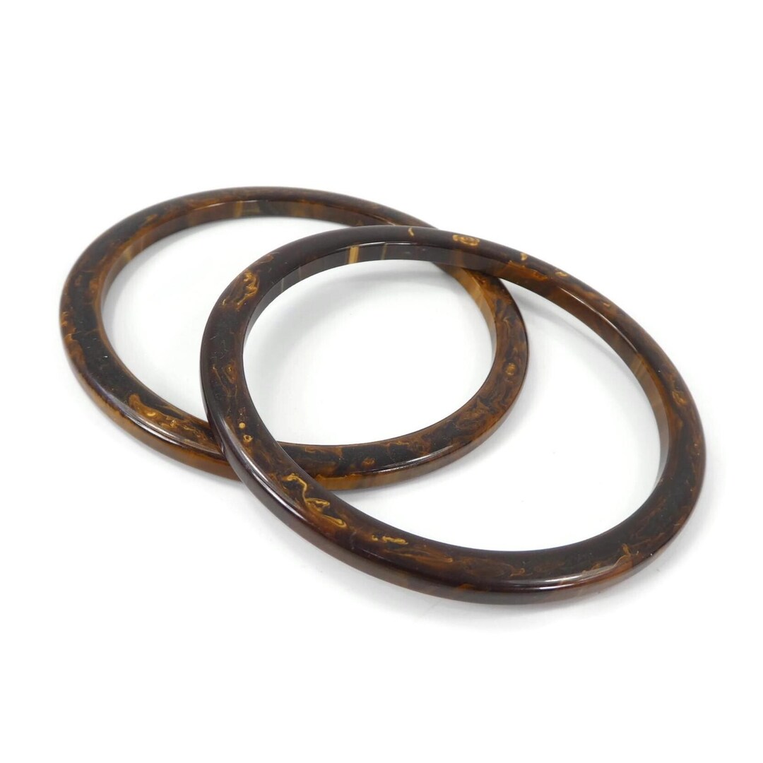 Vintage, Brown Swirl Bakelite, Bangles, Spacers, Set of Two - Etsy