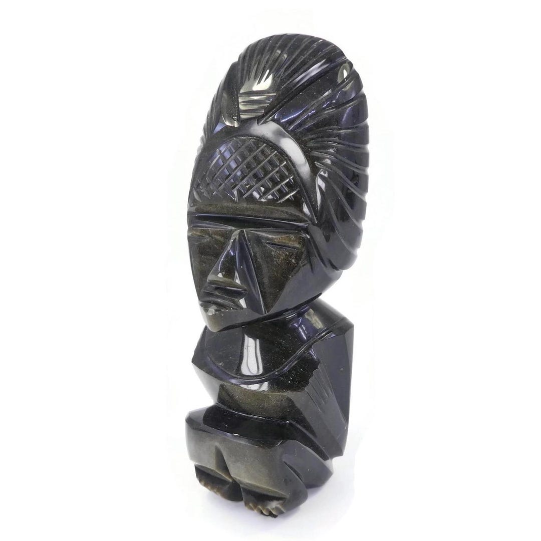 Vintage Mayan Aztec, Carved Obsidian Figure, Statue, Golden Sheen - Etsy