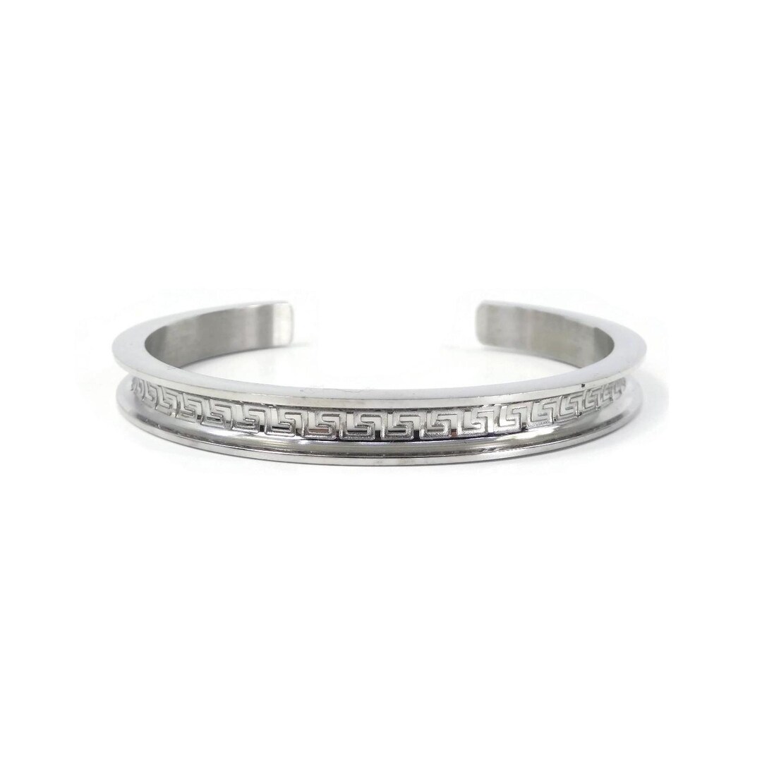 TOCARA, Greek Key Cuff Bracelet, Stainless Steel, Signed - Etsy