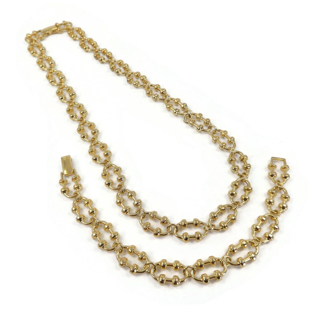 Vintage AVON, Chain Link Necklace Set, Bracelet, Gold Tone, Signed - Etsy