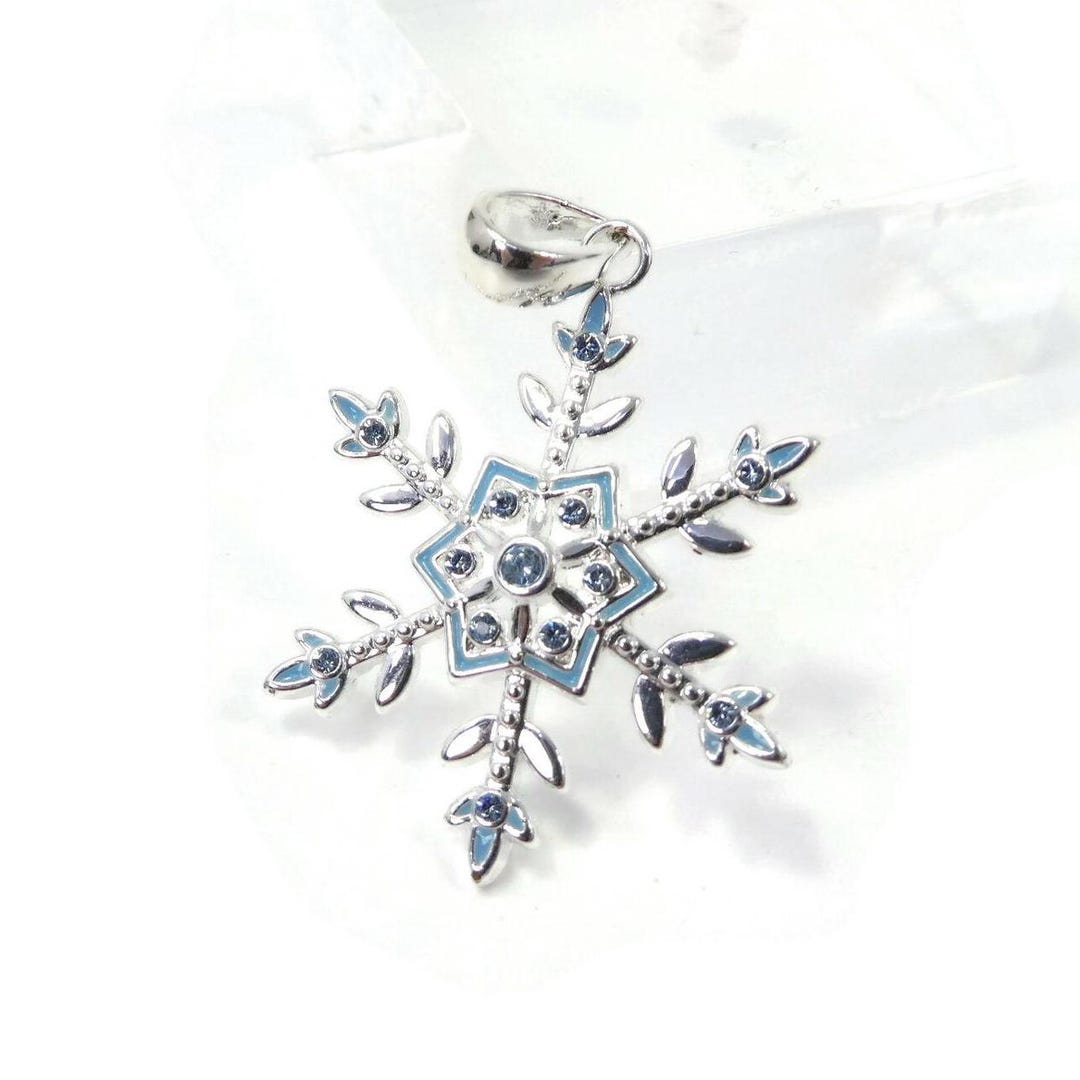 DISNEY Frozen, Snowflake Pendant, Blue Rhinestones, Blue Enamel, Silver ...