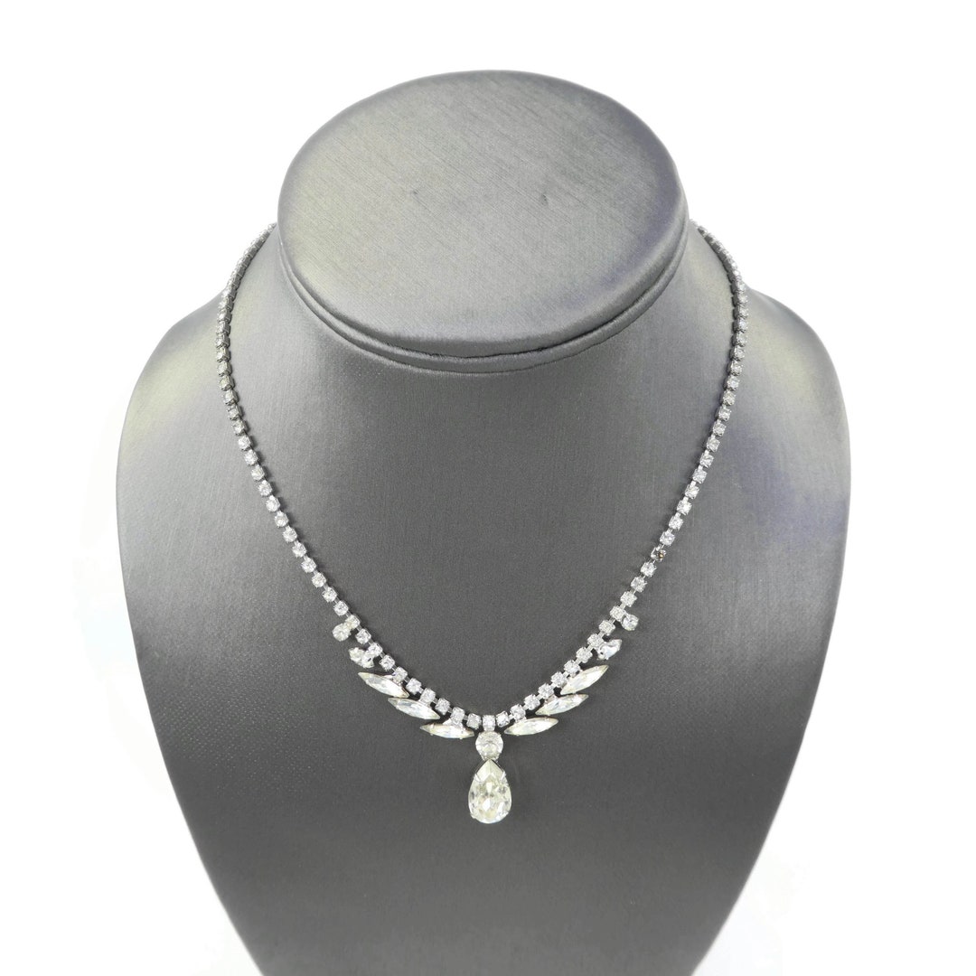 Vintage WEISS Rhinestone Necklace Silver Tone Signed - Etsy