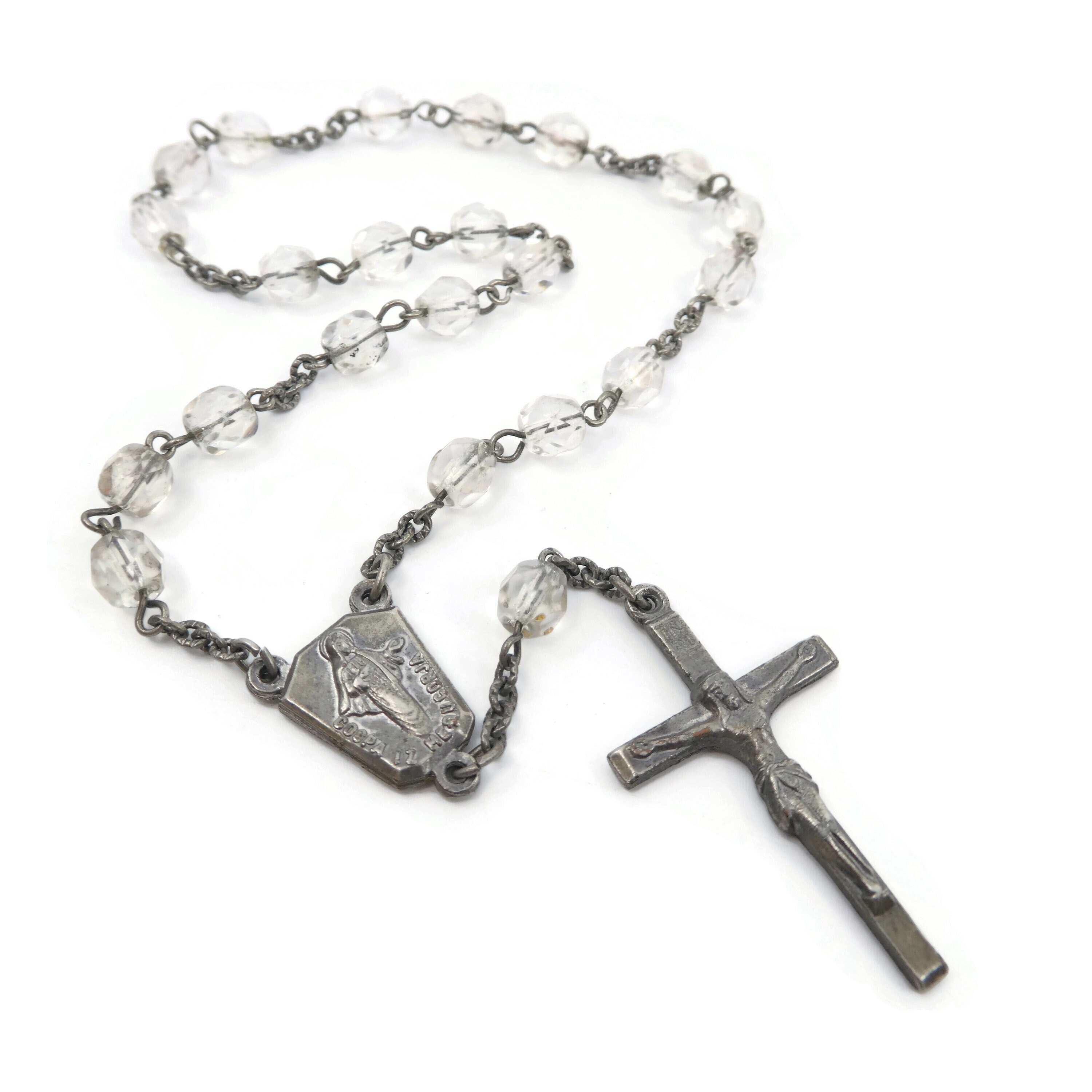 Vintage Chaplet Clear Glass Beads Faceted Silver Tone - Etsy