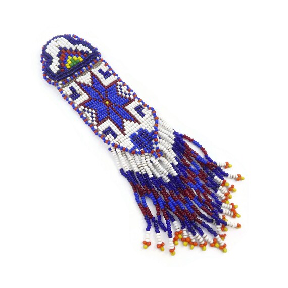Vintage First Nations Seed Bead Brooch Glass Beads Blue - Etsy