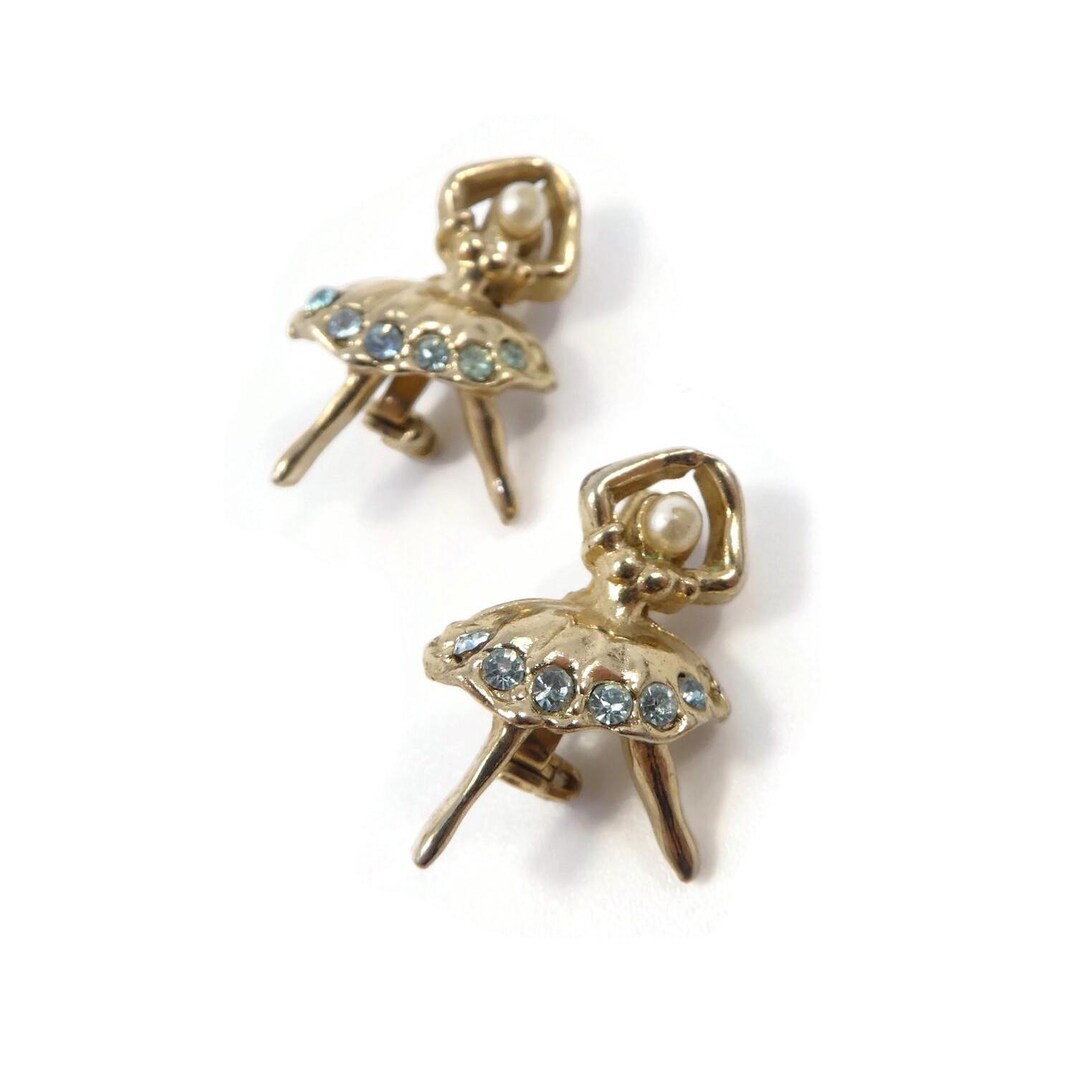 Vintage CORO, Ballerina Scatter Pins, Dancers, Blue Rhinestones, Faux ...