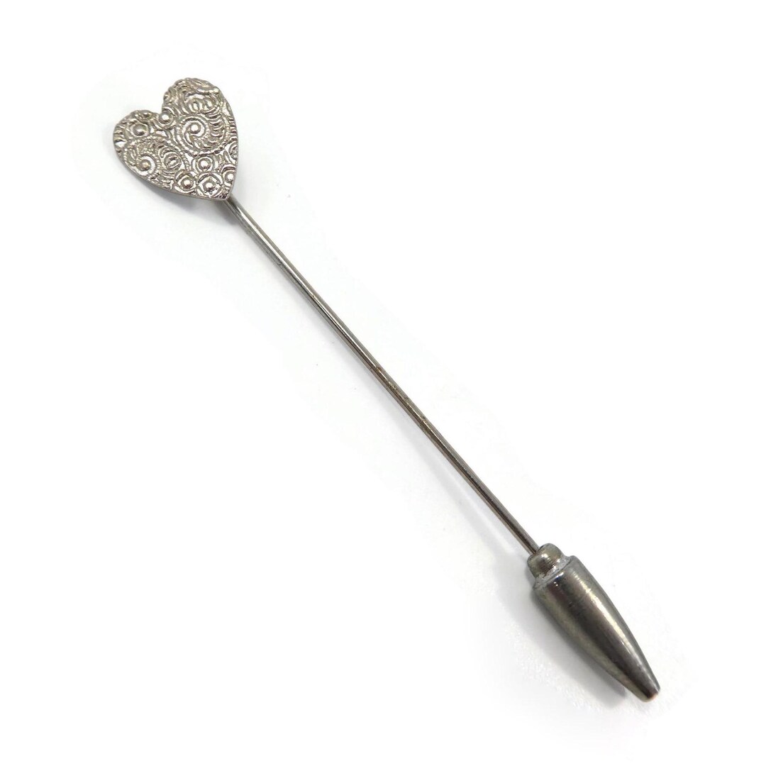 Vintage, Heart Stick Pin, Detailed, Silver Tone - Etsy