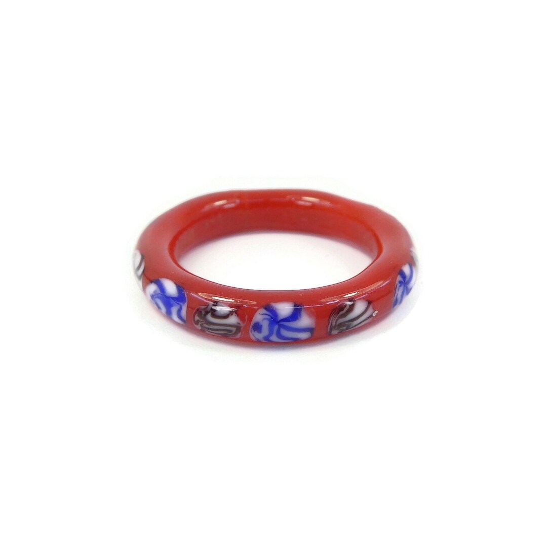 Vintage, Red Murano Style, Glass Band Ring, Size 5.25 - Etsy
