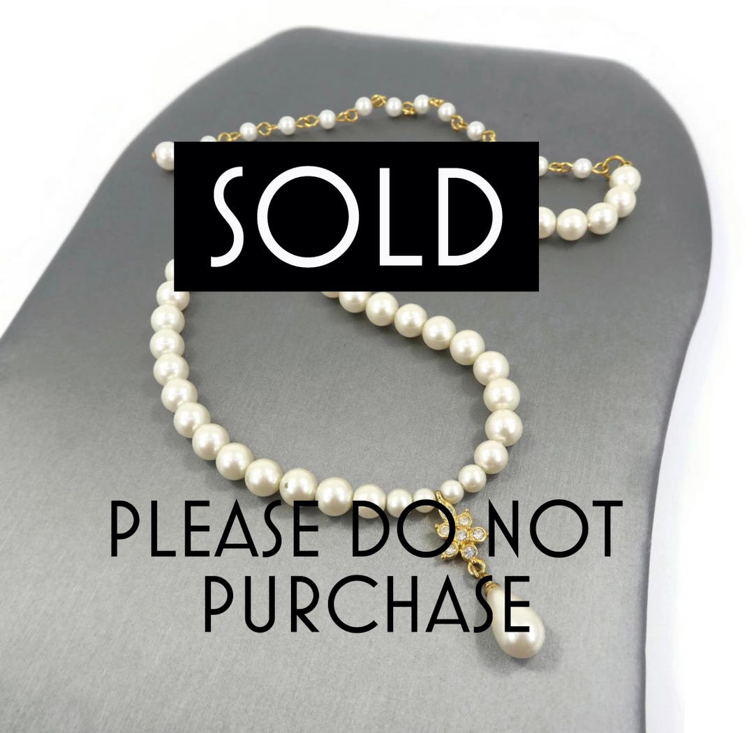 RESERVED FOR PK Vintage Napier, Glass Pearl Necklace, Drop Dangle ...