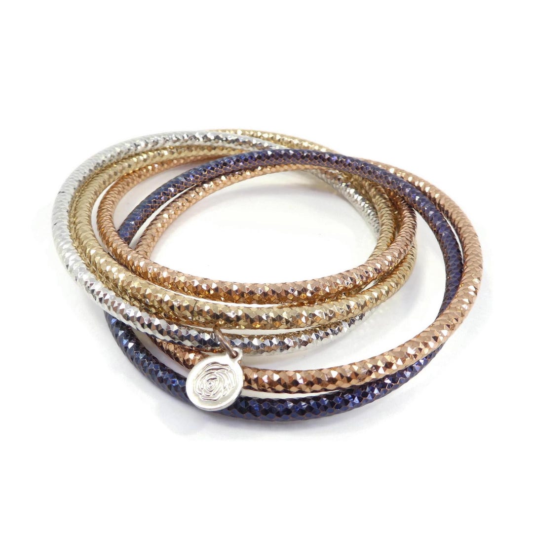 SUSAN GRAVER, Interlocking Bangles, Shimmer, Four Tones, Six Bangles ...