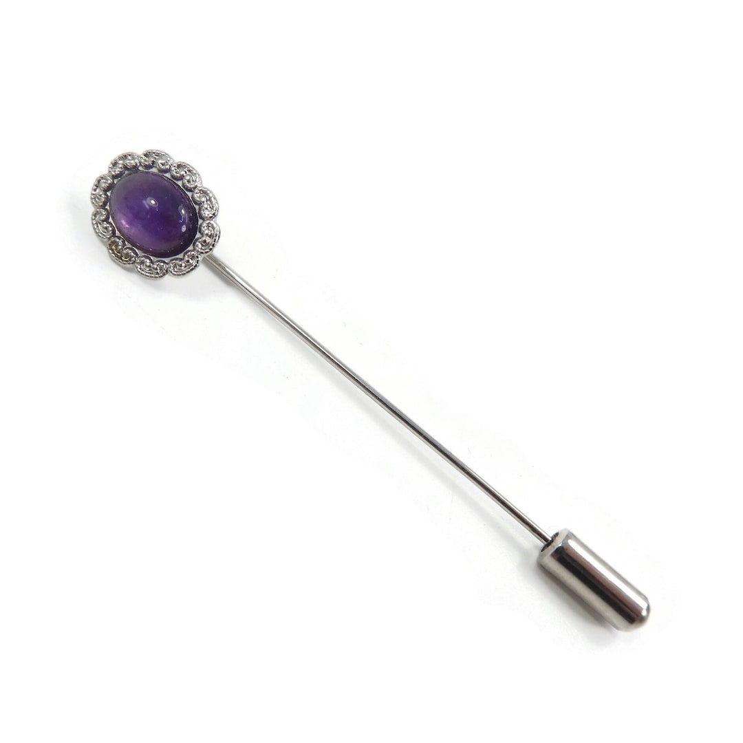 Vintage, Amethyst Stick Pin, Purple Stone, Silver Tone - Etsy