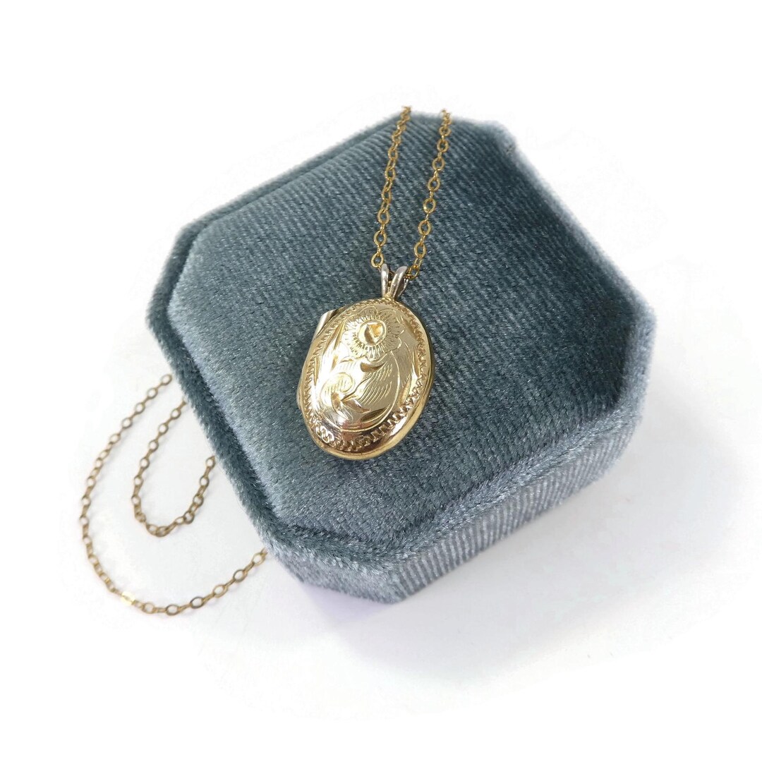 FORSTNER, Gold Filled, Photo Locket Pendant, Necklace, Etched Flower ...
