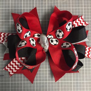 Big Soccer Bow, Red Bow, Soccer Team Bows, Soccer Ribbon, Red Soccer ...