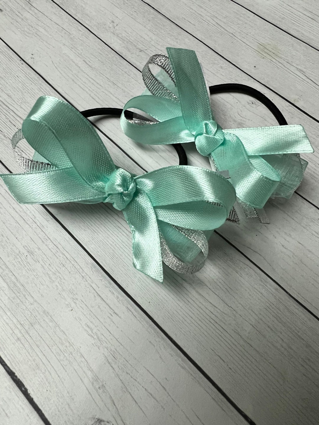 Gymnastics Bow, Mint Green White Small Competition Bows Soccer ...