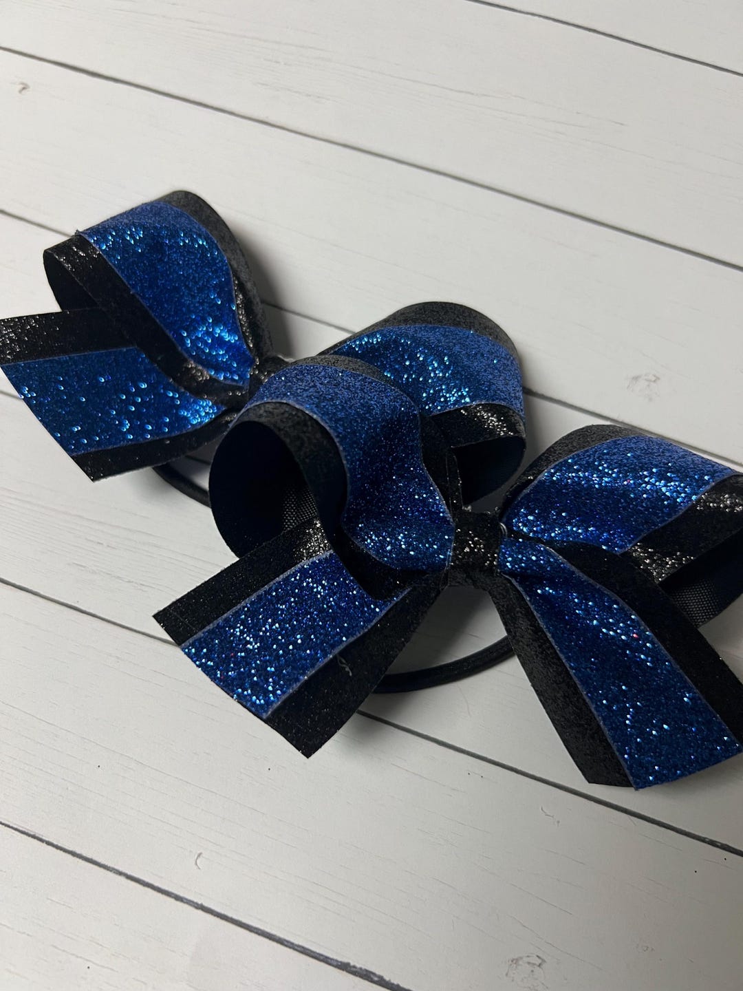 Black Royal Blue Bow, Pigtail Bows, Football, Cheer, Dance Ponytail ...