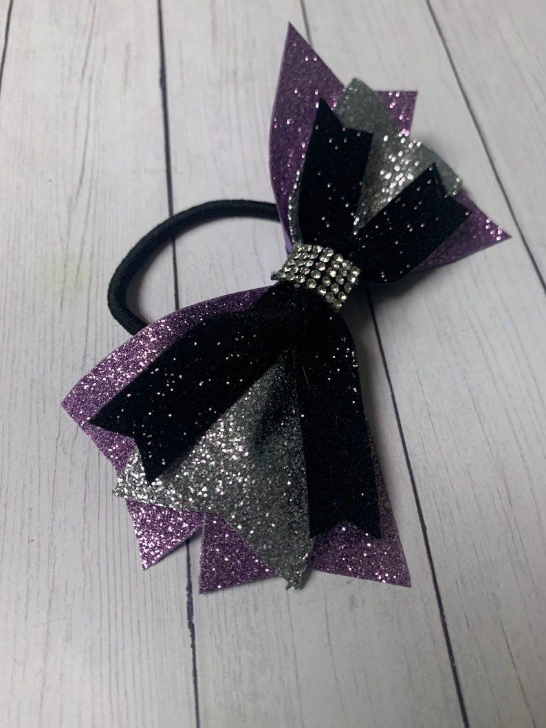 Spike Gymnastics Bow Silver Black Lavender Glitter Ribbon - Etsy