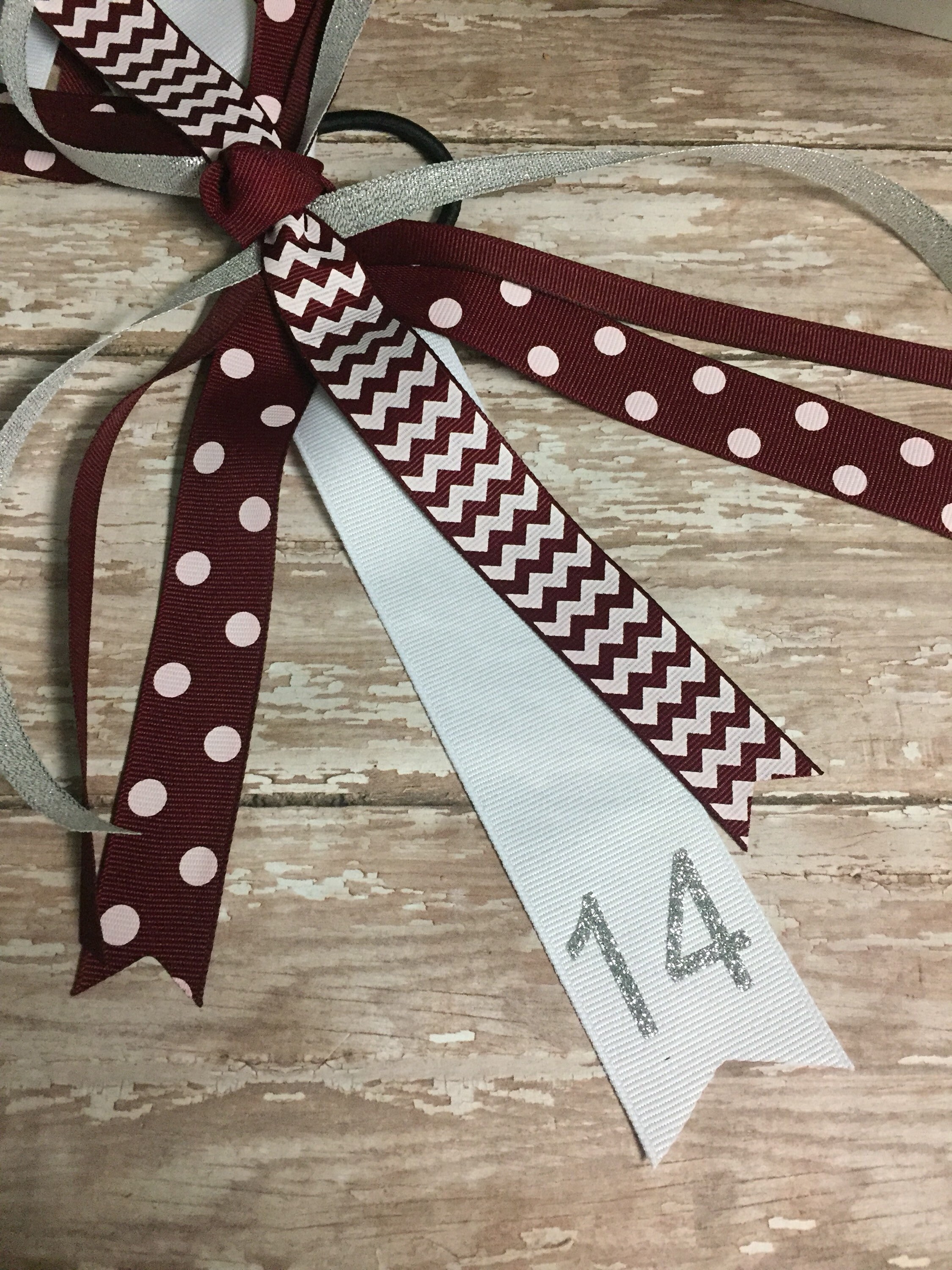 Personalized Name Number Streamers Maroon White Silver | Etsy