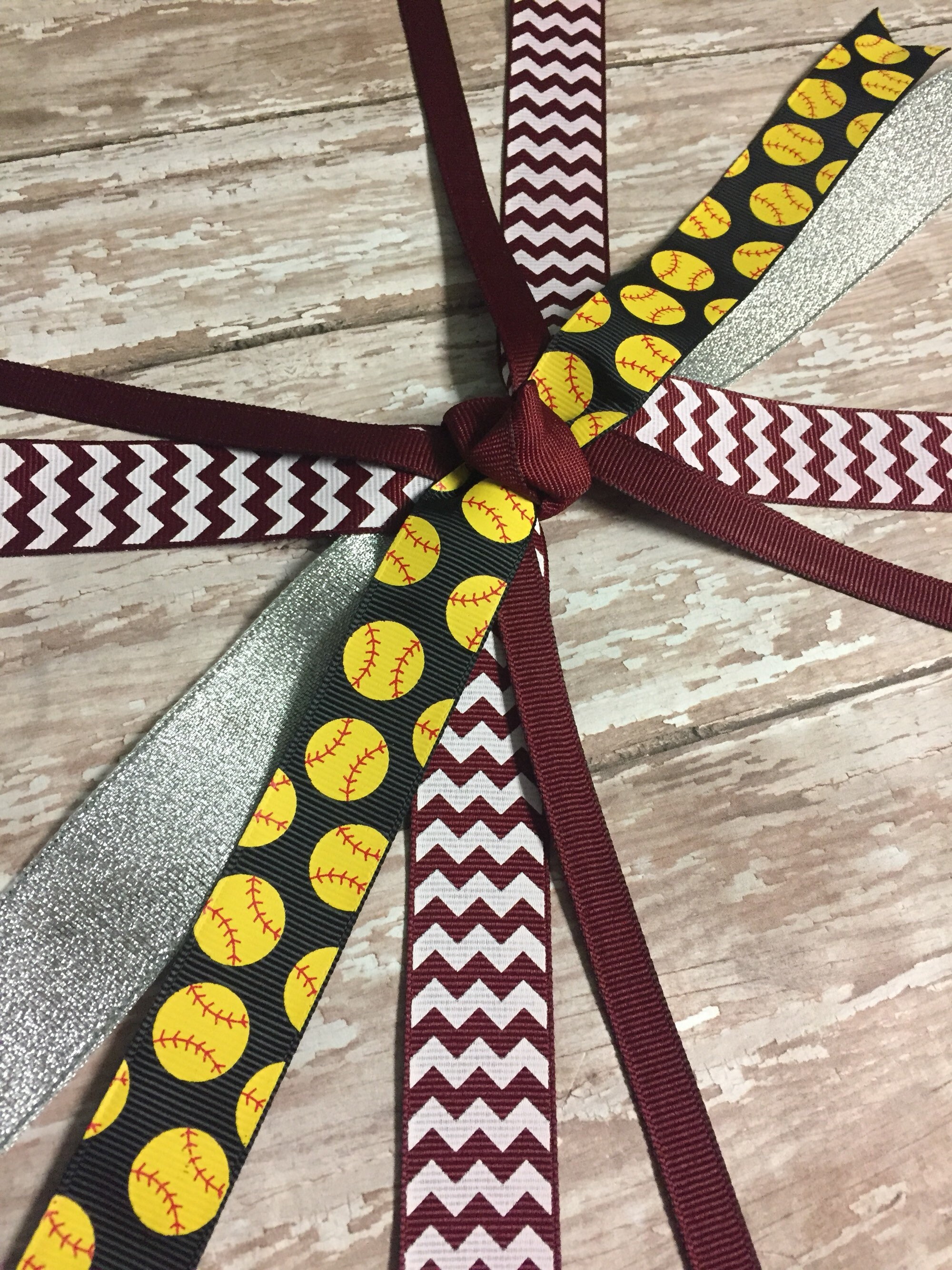 Maroon Streamers Black Softball Ribbon Softball Streamers - Etsy
