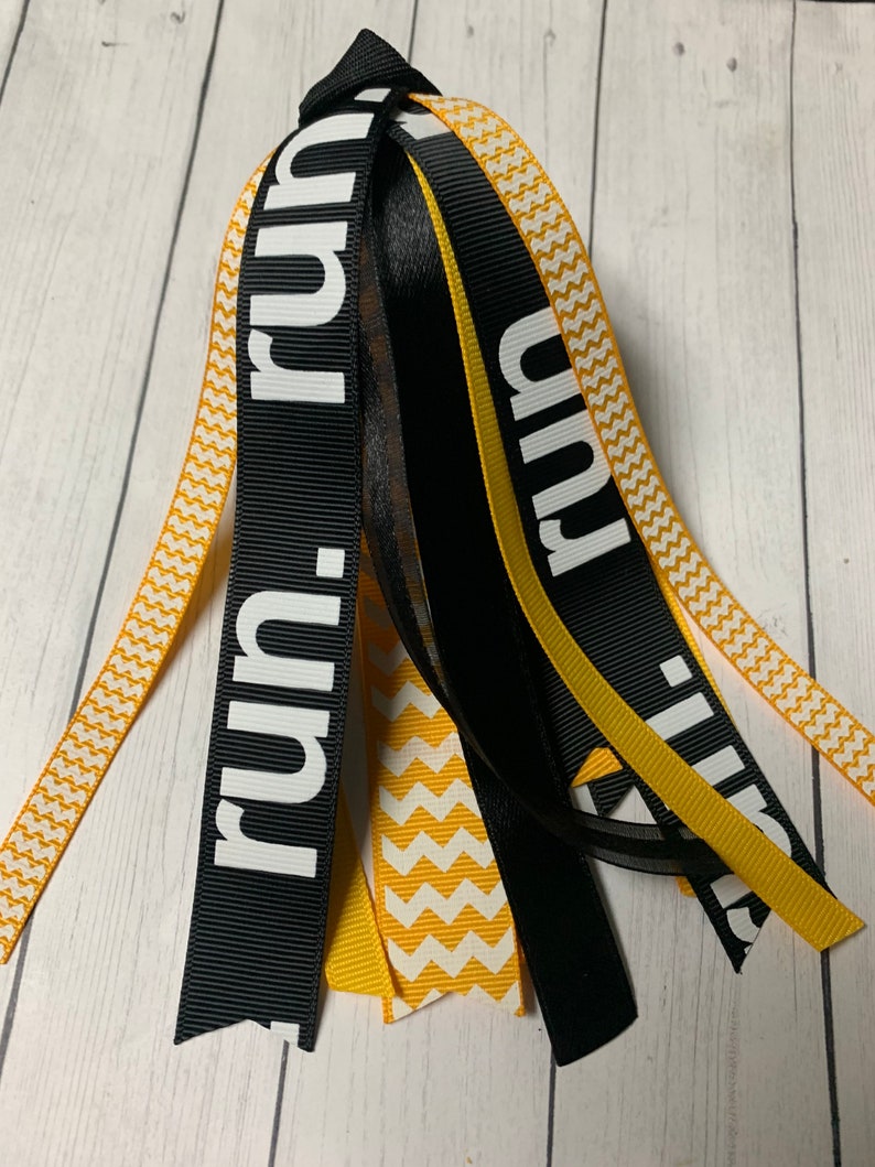 Running Ribbons Black Streamers Track Ponytail Running Club - Etsy
