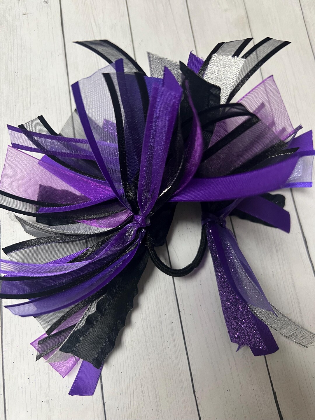 Competition Streamers, Purple, Silver and Black, Gymnastic Ponytail ...