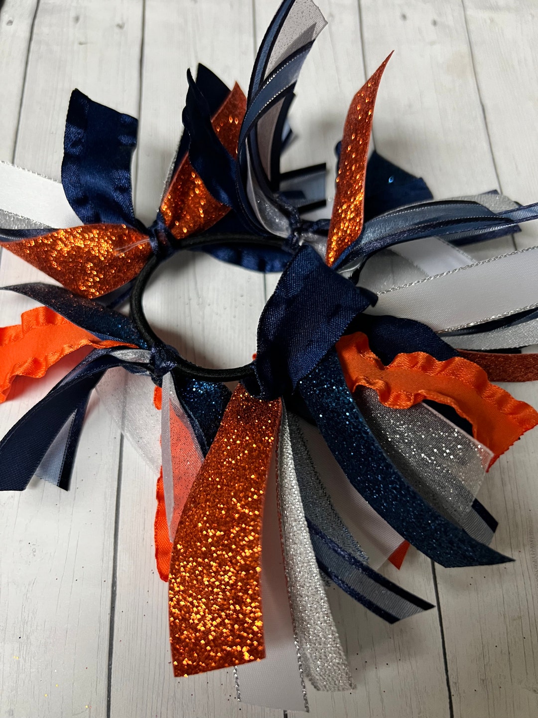 Ponytail Streamers, Fancy Hair Ribbons, School Colors, Orange, Navy ...