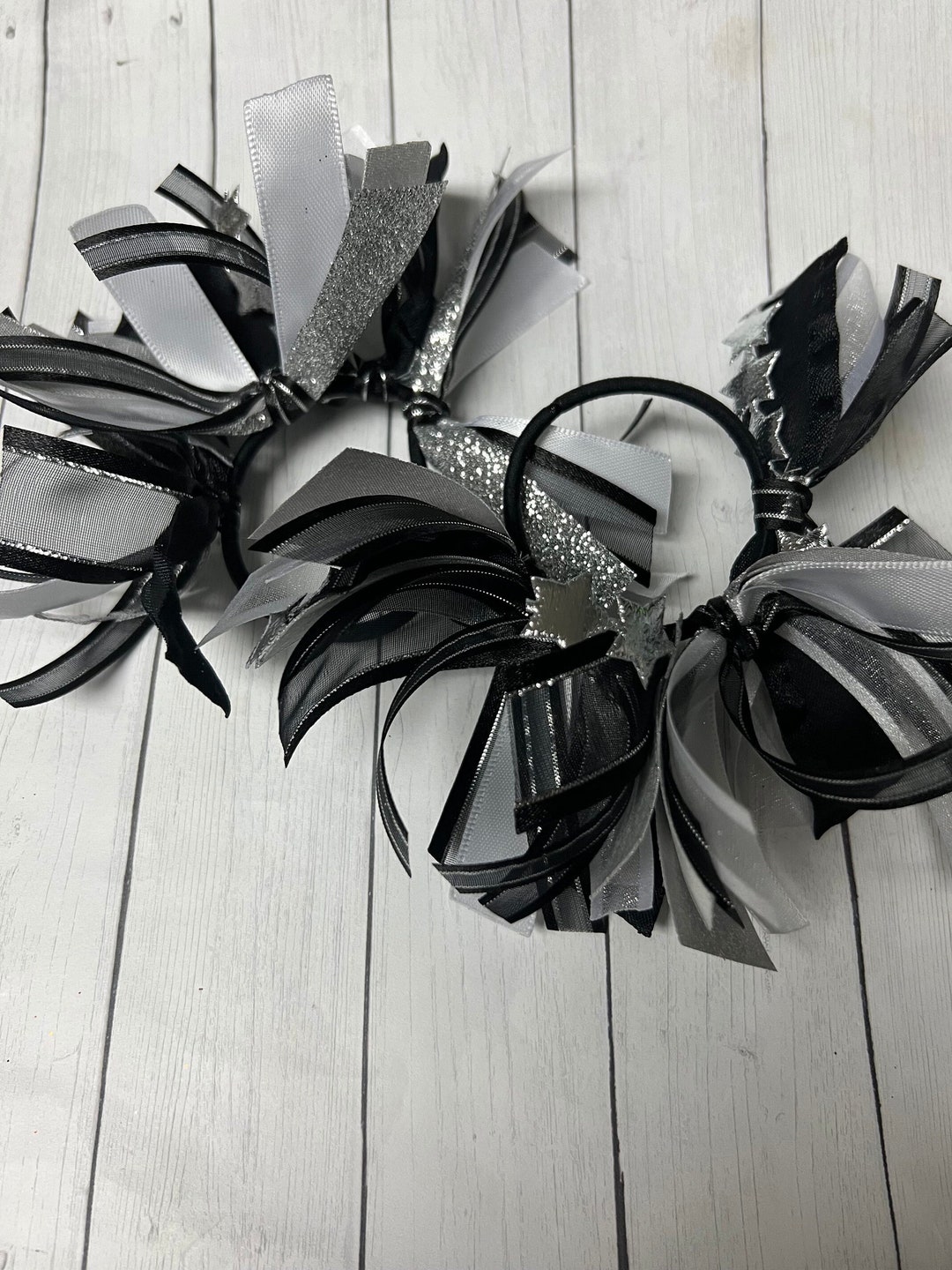 Competition Streamers, Pigtails, White, Silver and Black, Gymnastic ...