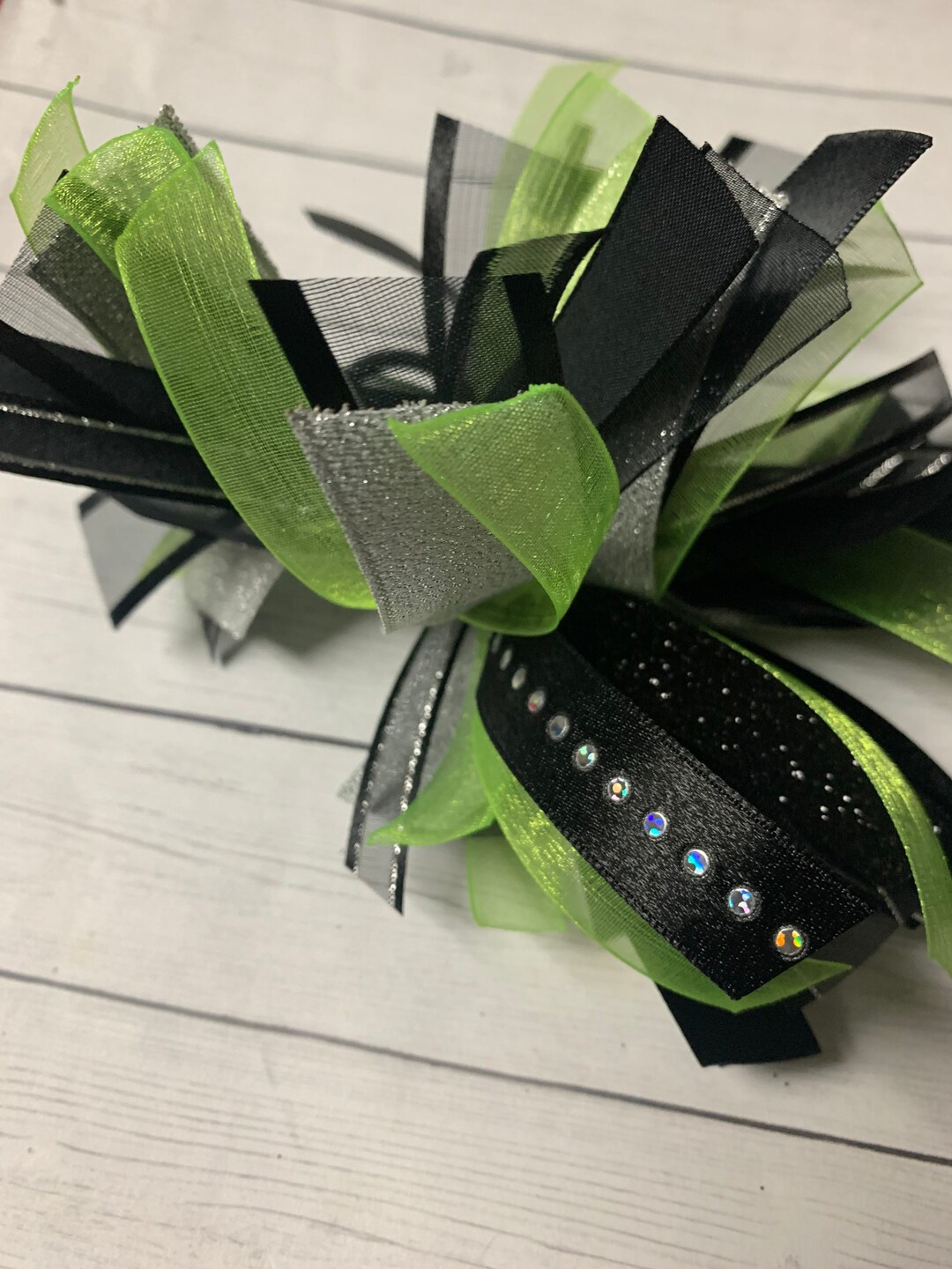 Competition Streamers, Lime Green, White Silver, Gymnastic Ponytail ...