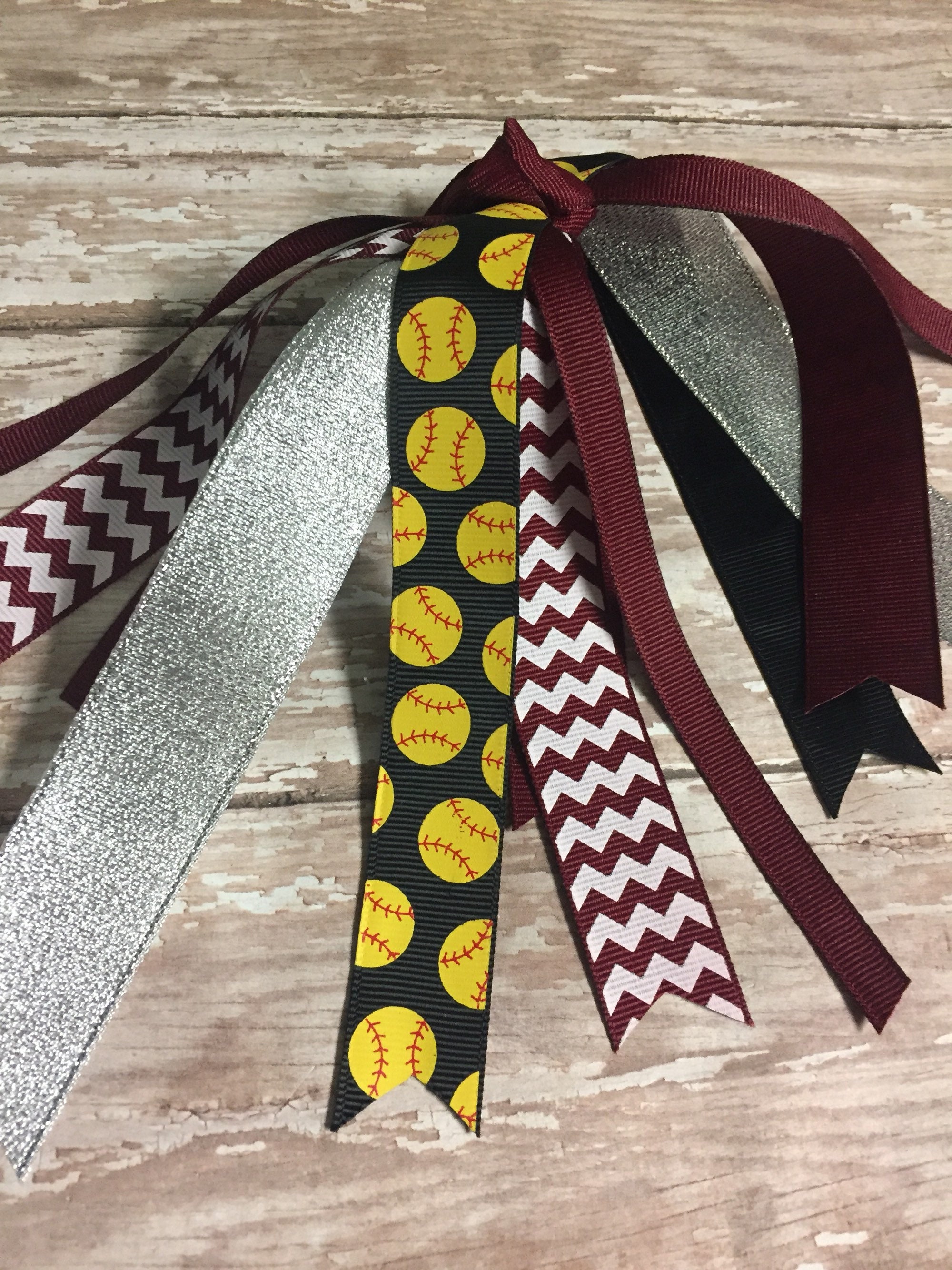 Maroon Streamers Black Softball Ribbon Softball Streamers - Etsy