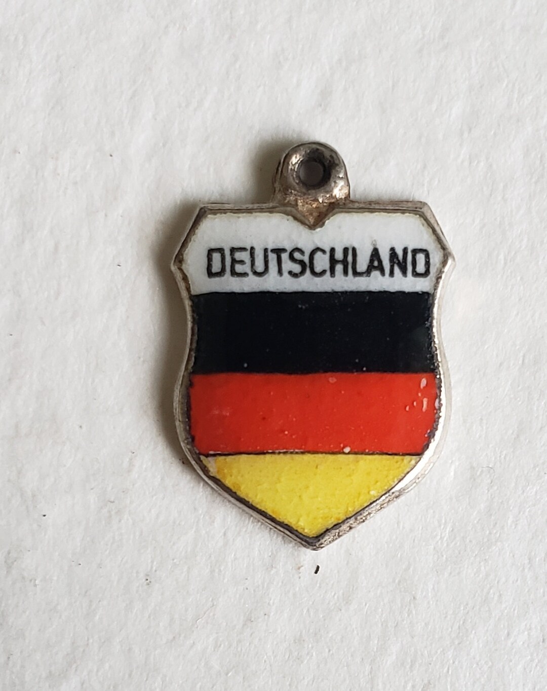 Vintage Deutschland Souvenir Charm - Silver 800 - Enamel Travel Shield ...