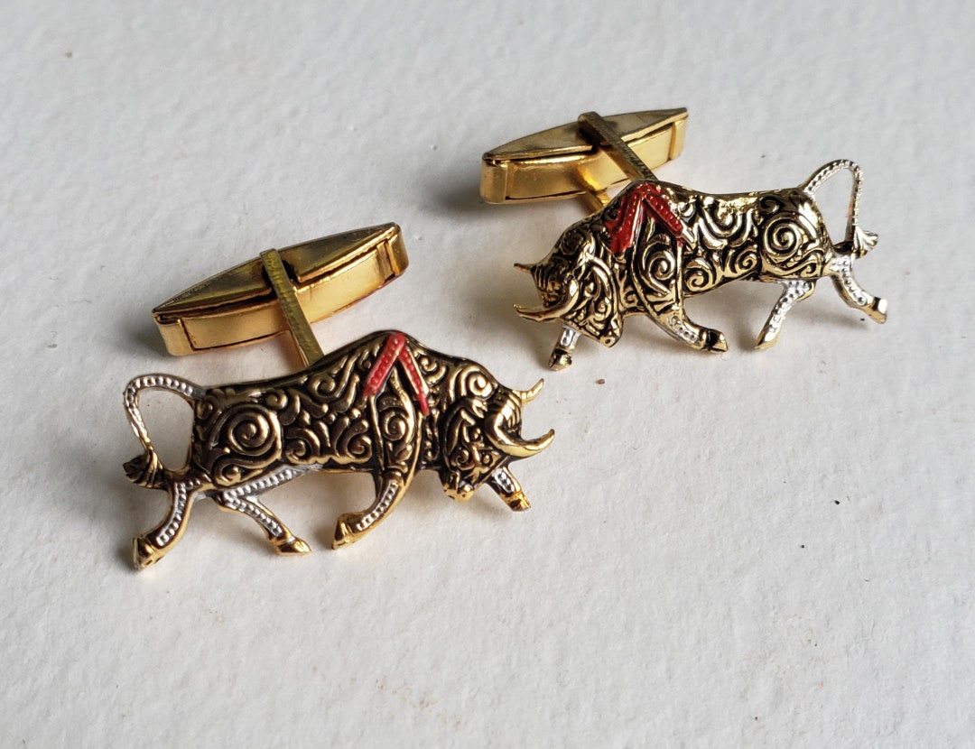 Vintage Damascene Style Bull Cufflinks - Men's Jewellery - Mens Gift ...