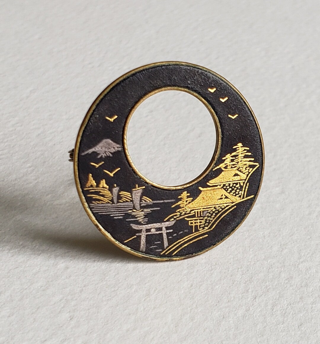Vintage Japanese Style Damascene Brooch Gifts for Her Vintage Jewellery ...