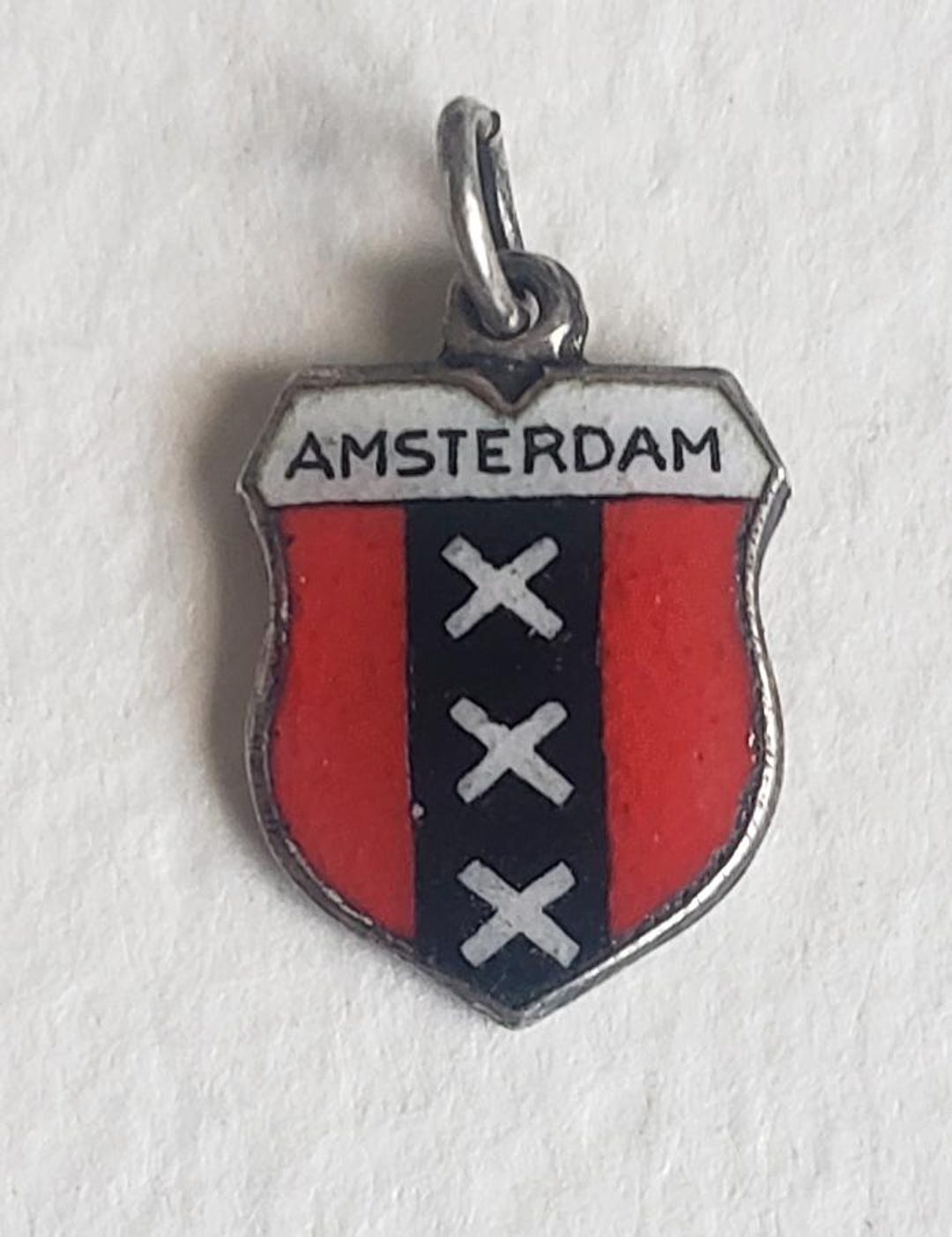 Vintage Amsterdam Shield Charm – Enamel Souvenir, Silver 800 - Etsy
