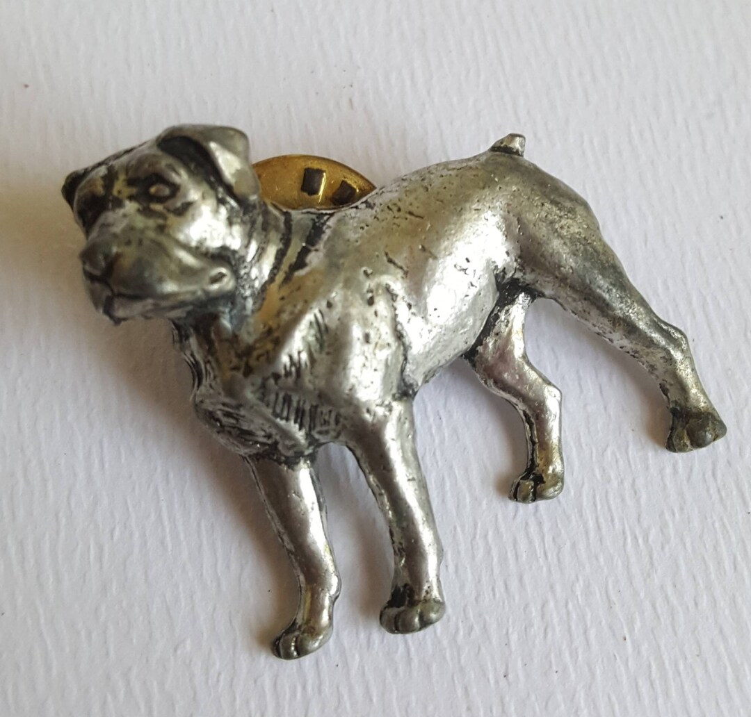 Pewter Bulldog Brooch / Tie Pin - Signed A R Brown - Vintage Pewter ...
