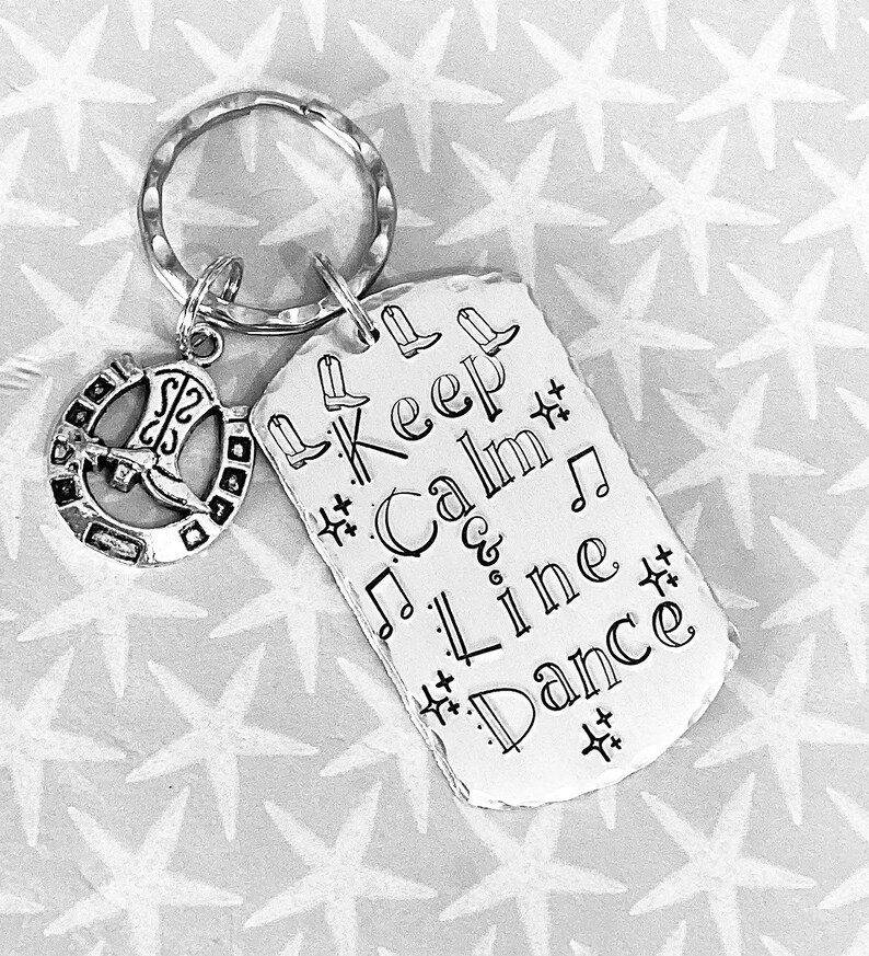 Line Dancing Gift Keep Calm and Line Dance Keyring Country - Etsy