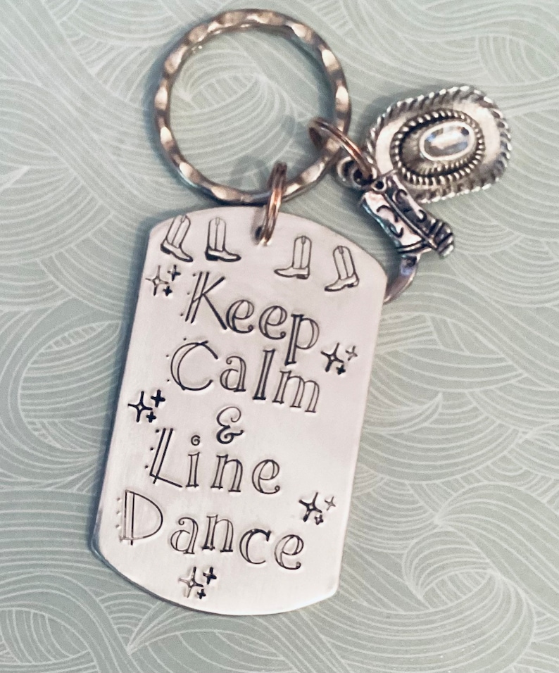 Line Dancing Gift Keep Calm and Line Dance Keyring Country - Etsy