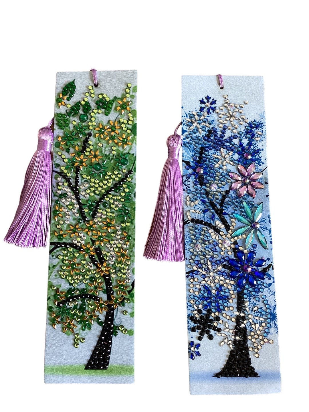 Sparkly Tree Bookmarks, Diamond Art, Completed and Sealed, Teacher Gift ...