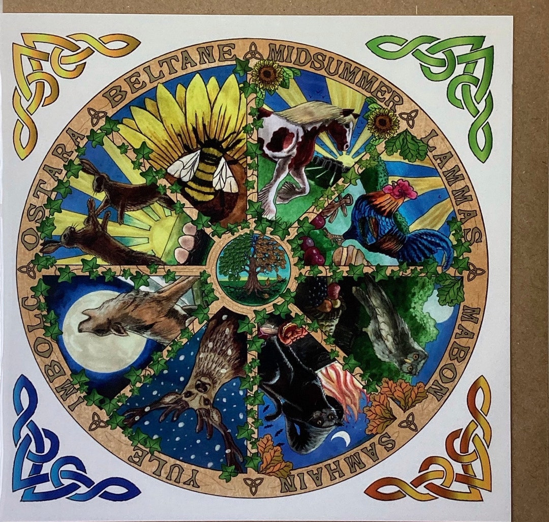 Animal Wheel of the Year Art Card, Pagan Print - Etsy UK