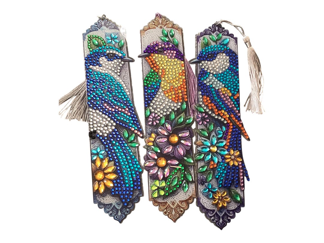 Sparkly Bird Bookmarks, Tassels, Diamond Art, Finished and Sealed ...