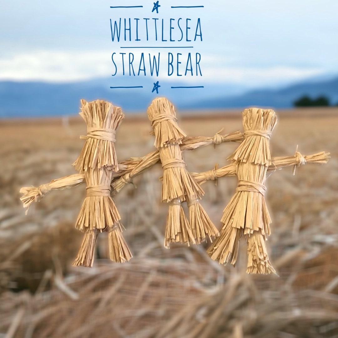 Handcrafted Raffia Straw Bear Folk Poppet, Whittlesea Dancing Display ...
