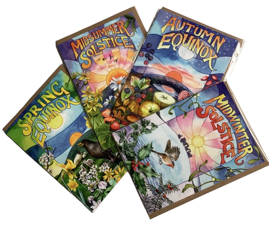 Equinox and Solstice Cards, Spring, Summer, Autumn, Winter, Wheel of ...
